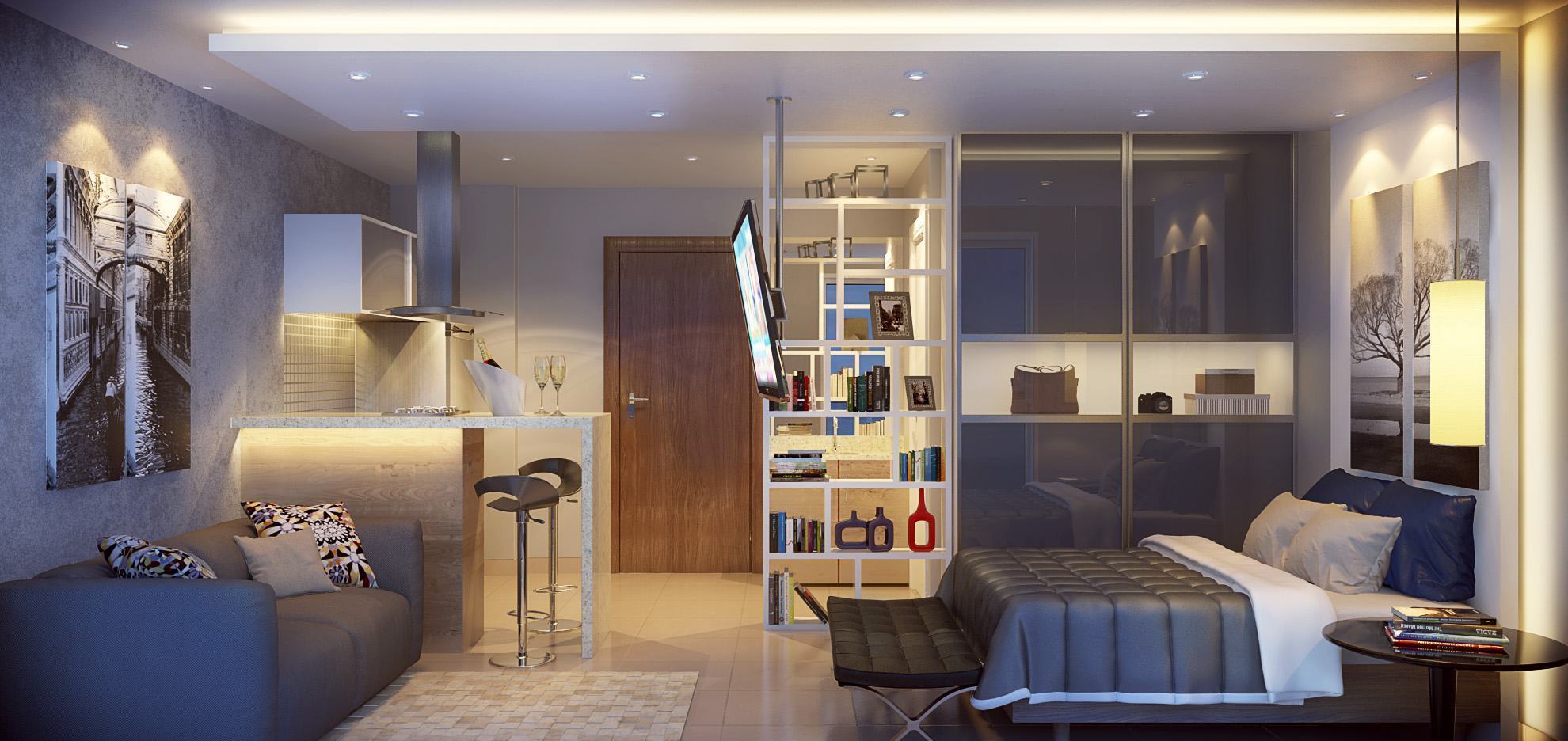 Decoração de Kitnet & Estúdios: 60+ Projetos & Fotos!